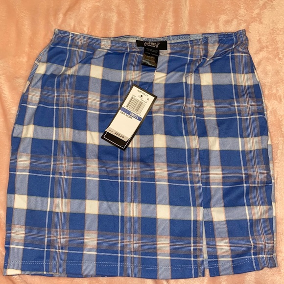 just polly | Skirts | New With Tags Cute Blue Plaid Mini Skirt | Poshmark